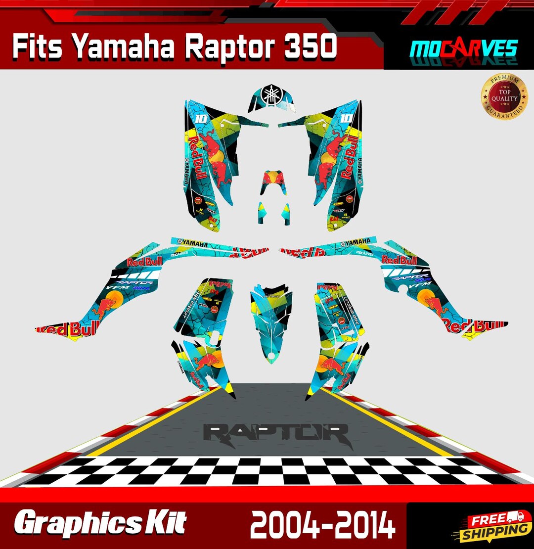 YAMAHA Raptor 350 Graphics Kit 2004 2006 2009 to 2014 Decals Stickers ...
