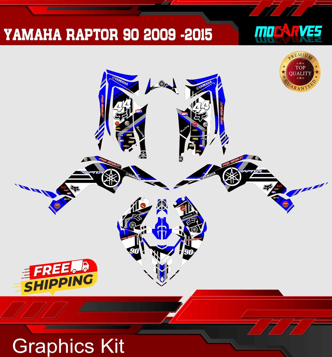Passend für Yamaha Raptor 90 Graphic Kit 2009 bis 2015, Vinyl-Aufkleber ...