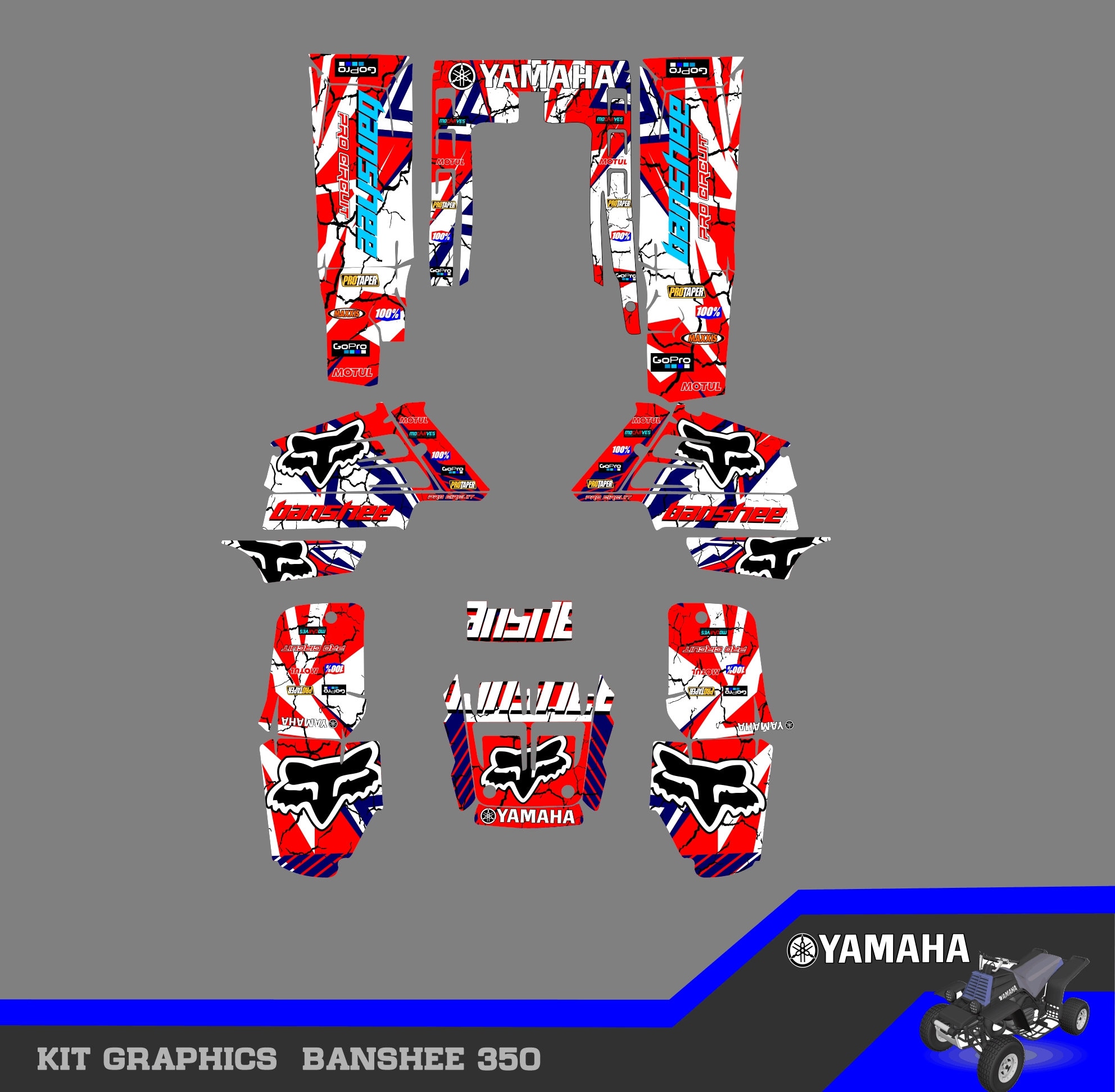 Yamaha Banshee 350 Full Graphics Kit Stickers Decals Atv - Etsy