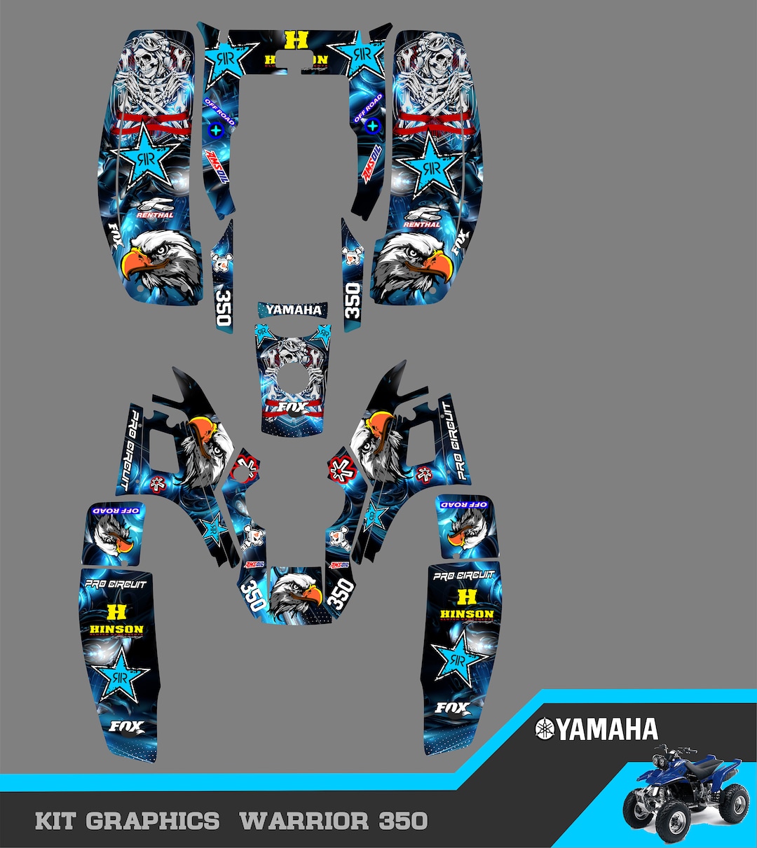 Yamaha Warrior 350 Full Graphics Kit Stickers Decals Atv - Etsy