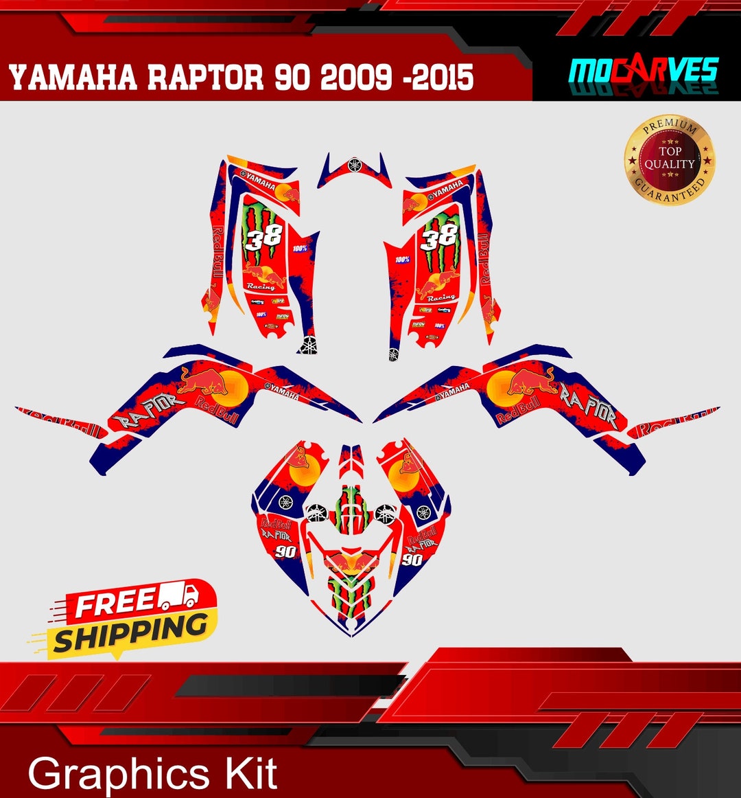 Fits Yamaha Raptor 90 Graphic Kit 2009 to 2015 Decal Stickers Vinyl Atv ...