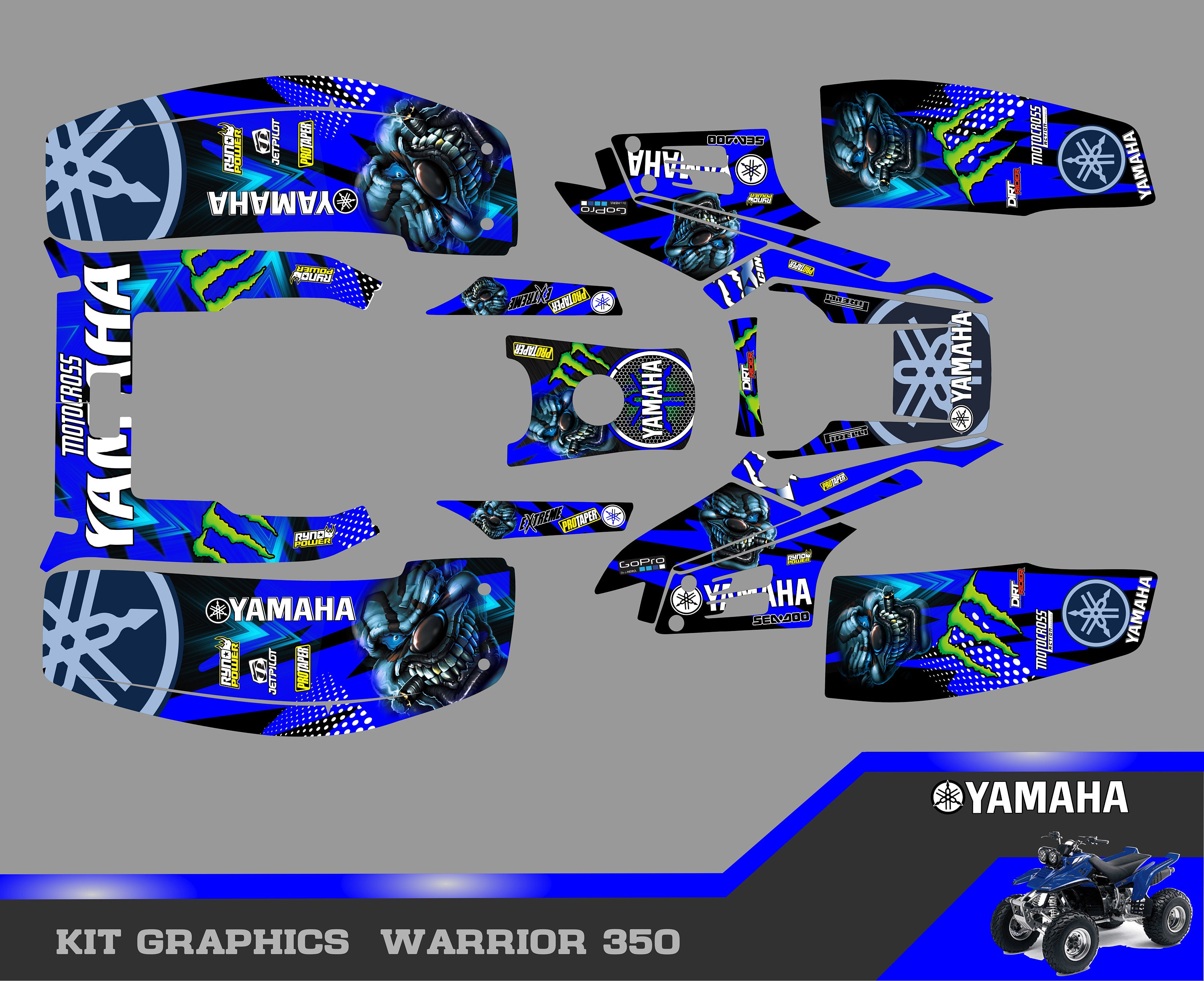 Yamaha Warrior 350 Full Graphics Kit Stickers Decals Atv - Etsy