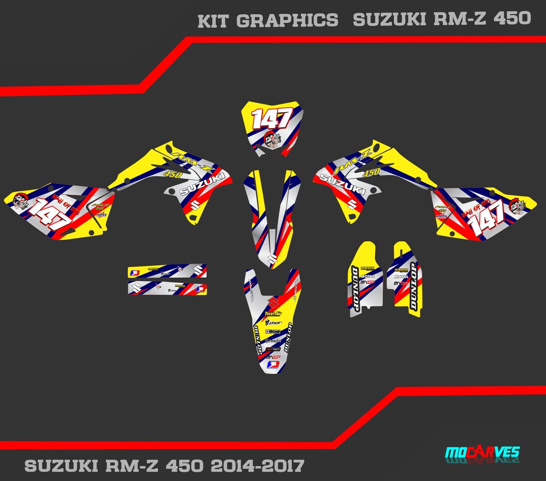 Suzuki Full Graphics RMZ 450 2017 Decals Stickers Kit Motocross - Etsy