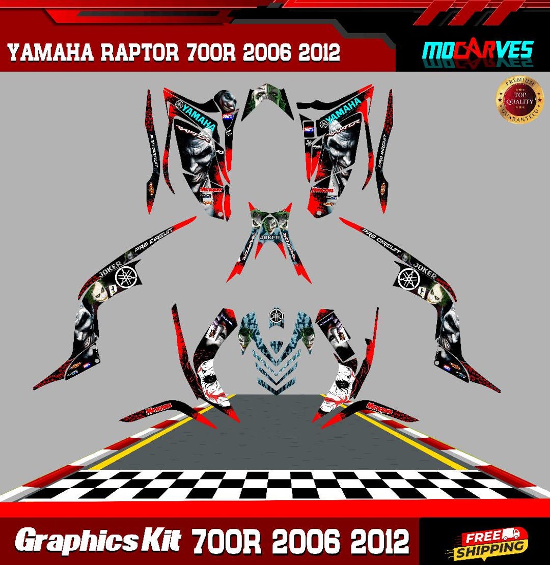 Yamaha Raptor 700R Graphics Kit 2006 to 2012raptor700r Decals Stickers ...