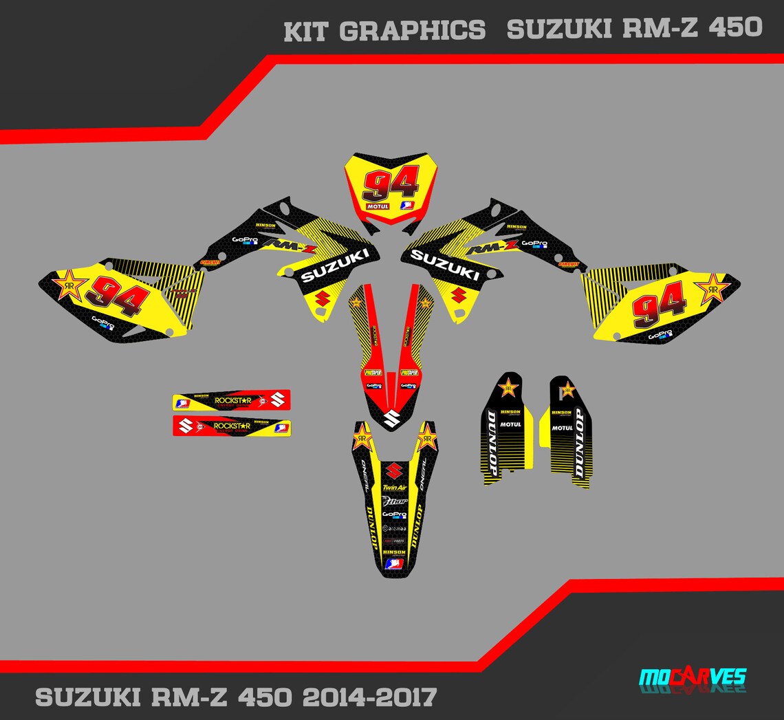 Suzuki Full Graphics RMZ 450 2017 Decals Stickers Kit Motocross - Etsy