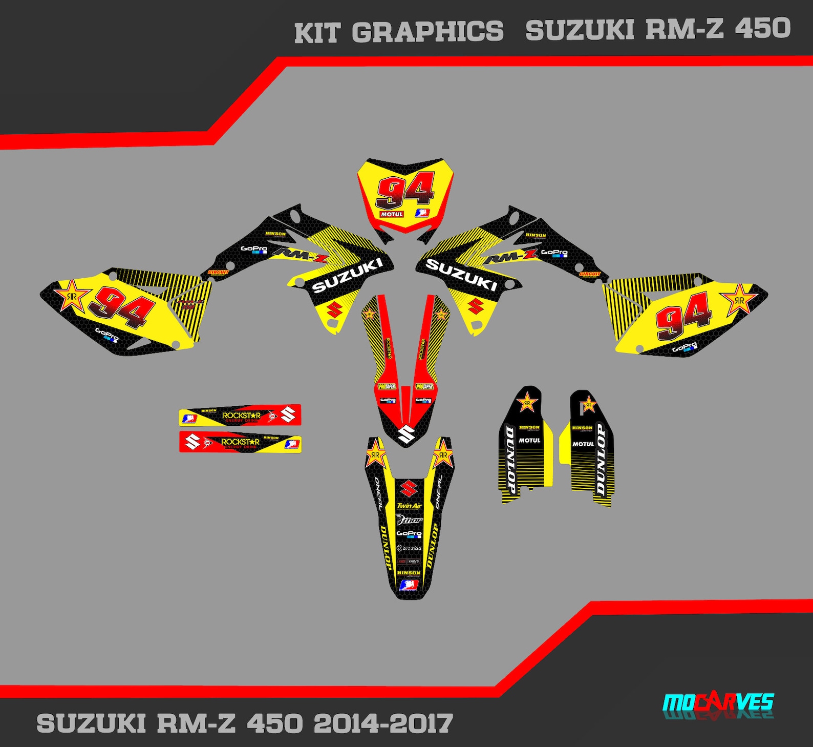 Suzuki Full Graphics RMZ 450 2017 Decals Stickers Kit Motocross - Etsy