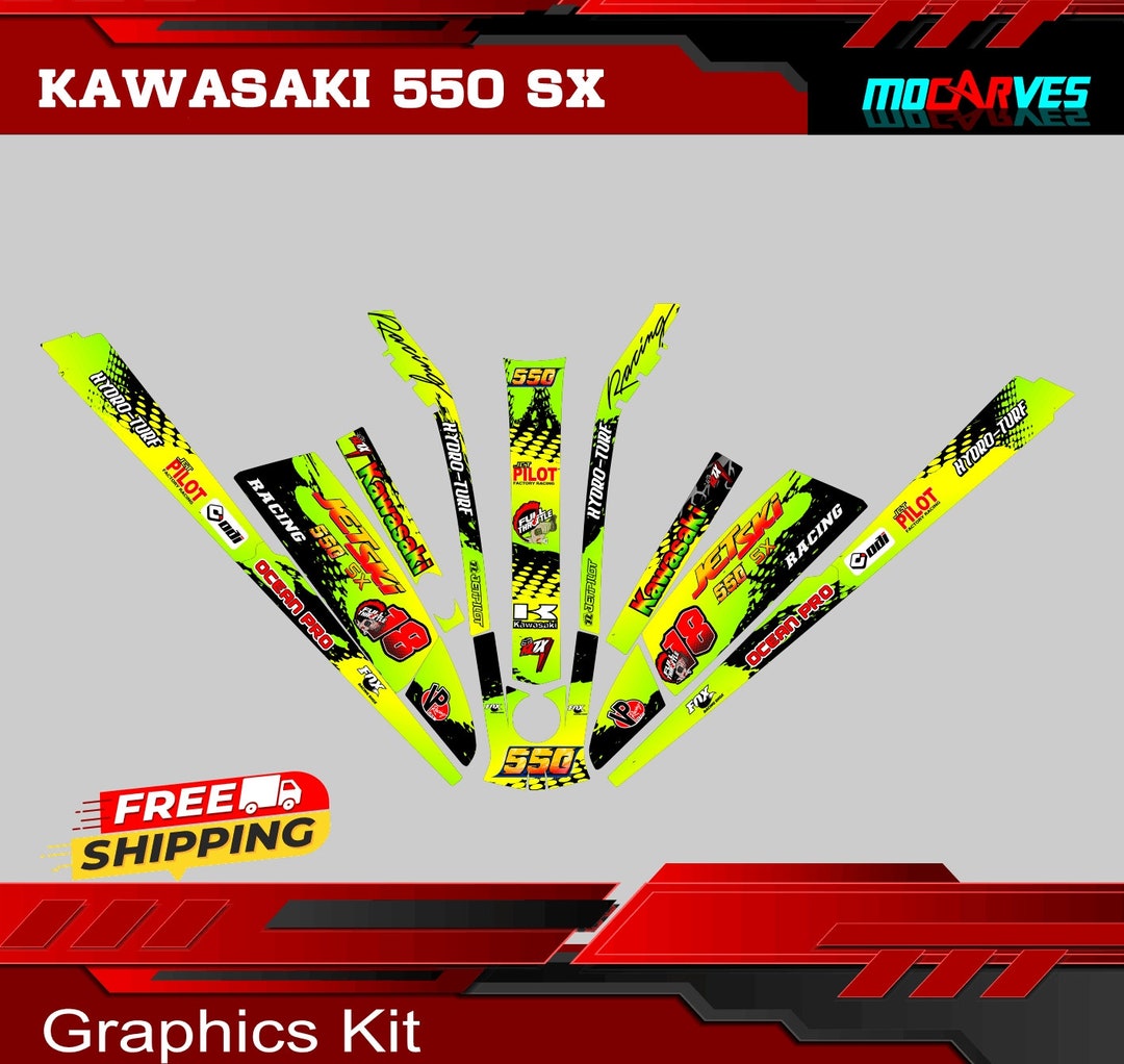 Kawasaki 550sx Jet Ski Graphics Kit Decal Decal Stickers Kawasaki 550 ...