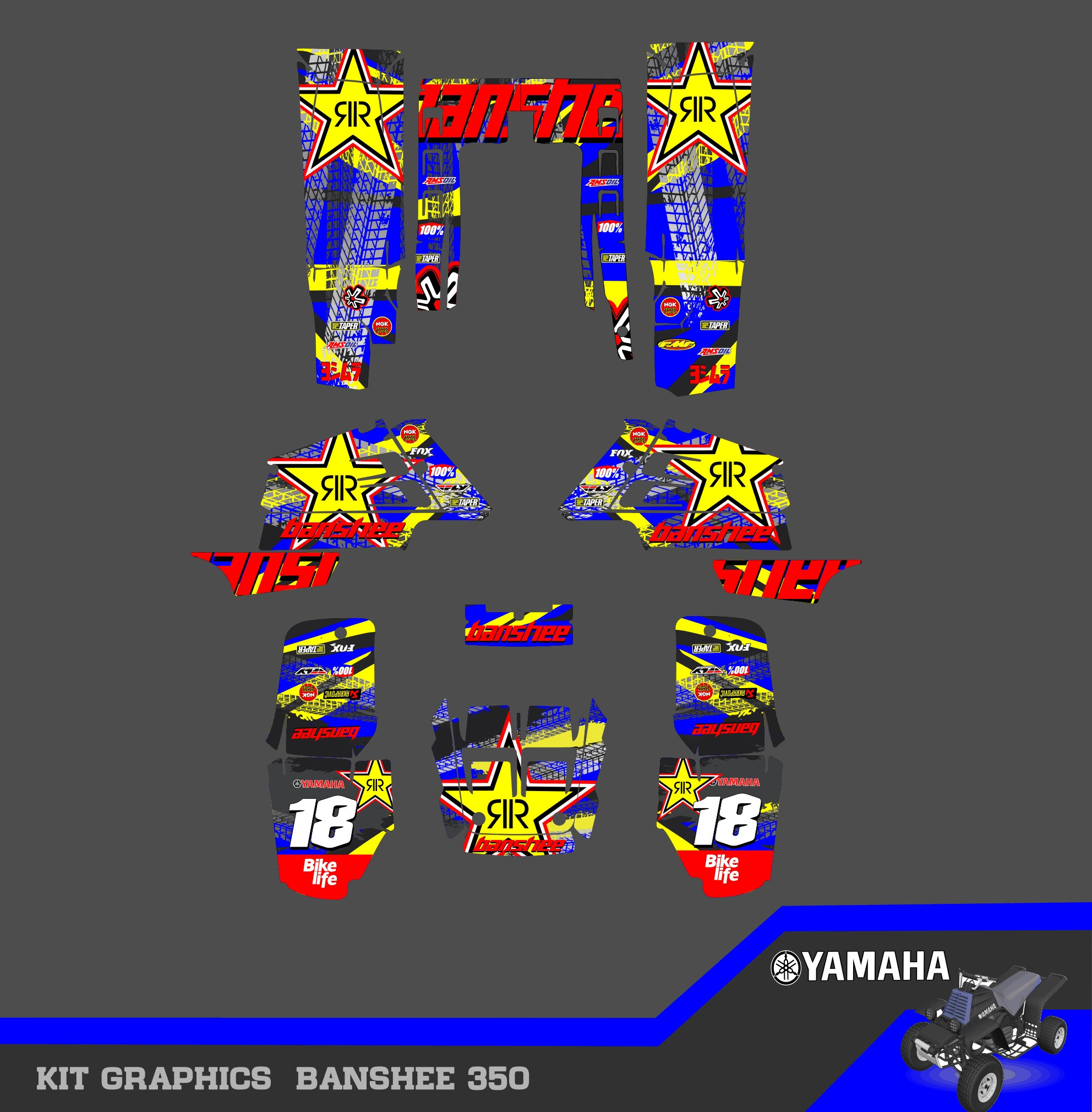 Yamaha Banshee 350 Full Graphics Kit Stickers Decals Atv - Etsy