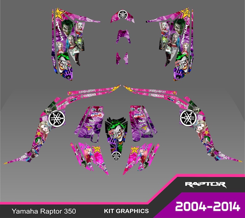 YAMAHA Raptor 350 Graphics Kit 2004 2006 2009 to 2014 Decals Stickers ...