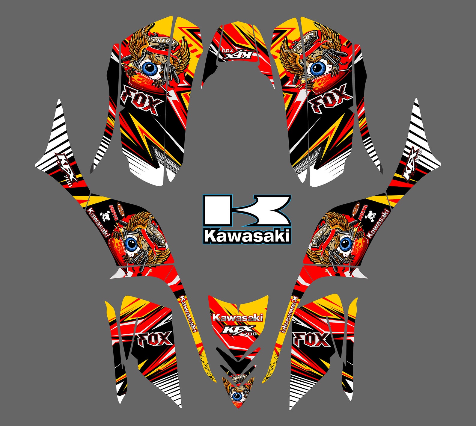 Kawasaki KFX 700 Full Graphics Kit Decals Stickers Atv Utv - Etsy