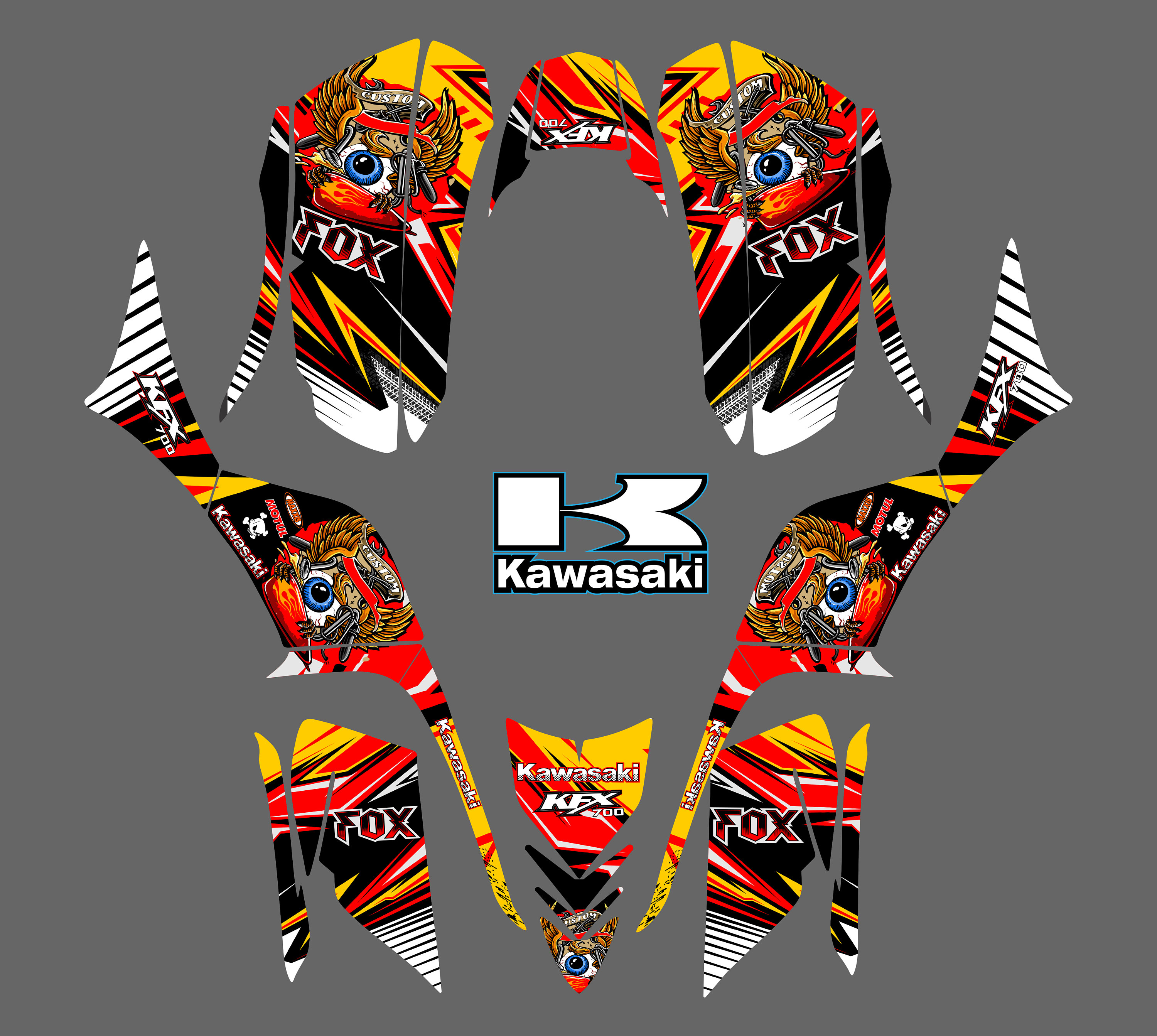 Kawasaki KFX 700 Full Graphics Kit Decals Stickers Atv Utv - Etsy
