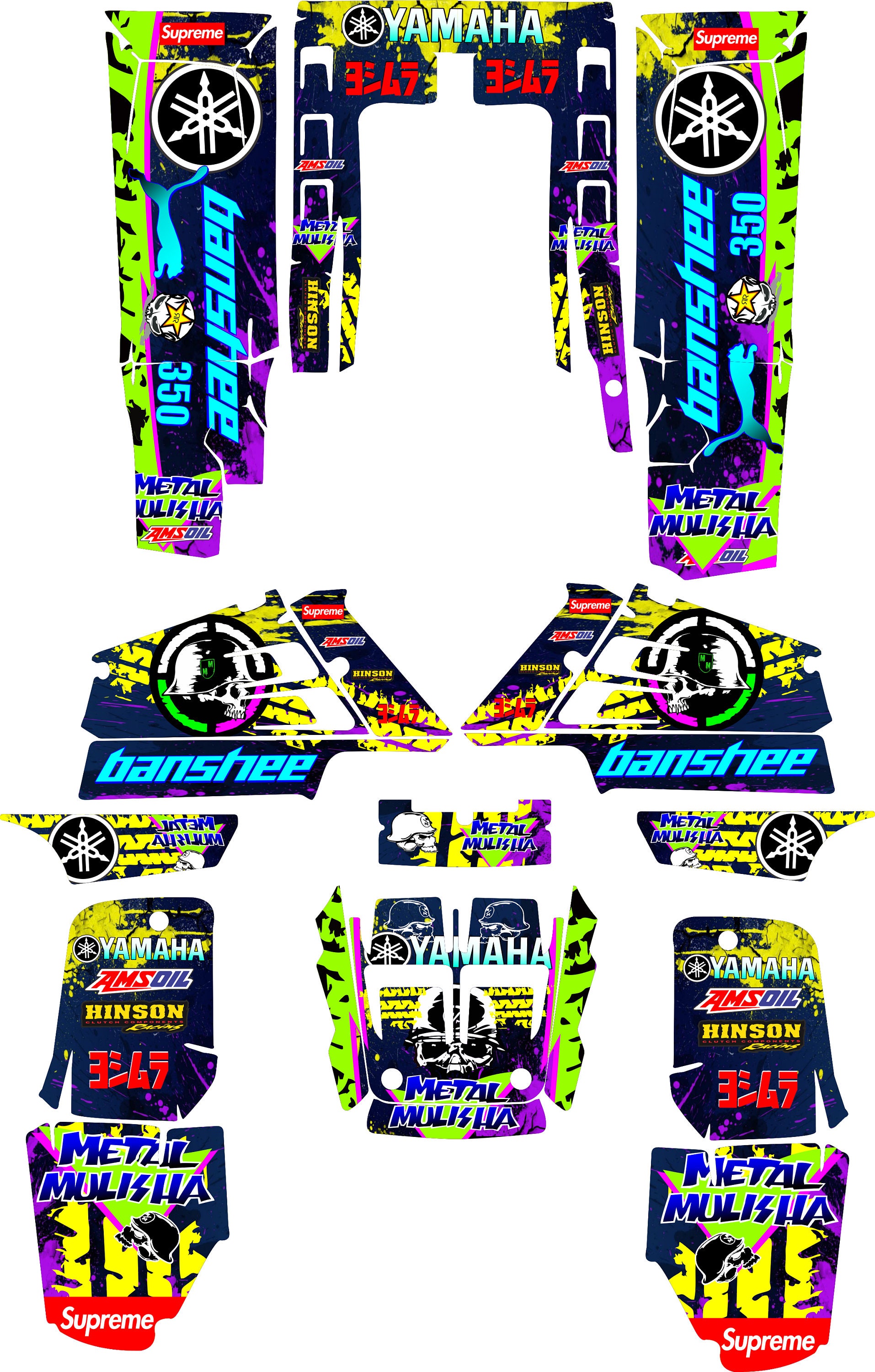 Yamaha Banshee 350 Full Graphics Kit Stickers Decals Atv - Etsy