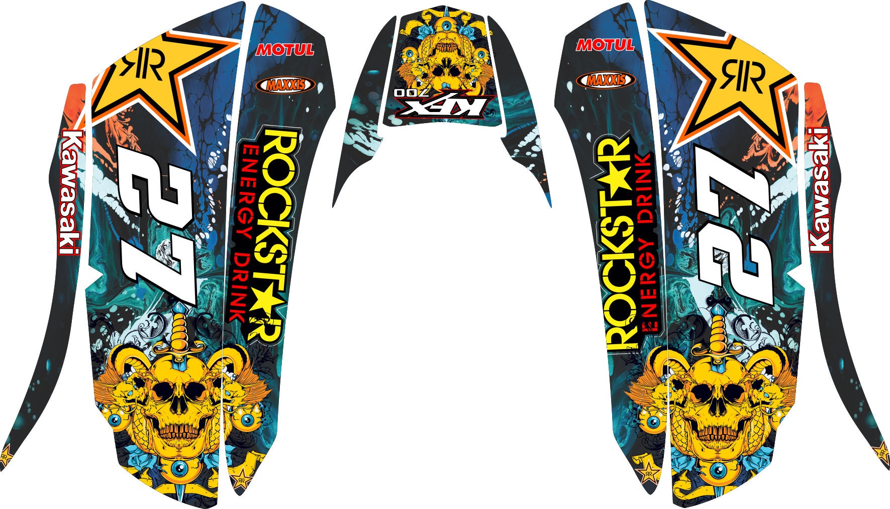 Kawasaki KFX 700 Full Graphics Kit Decals Stickers Atv Utv - Etsy