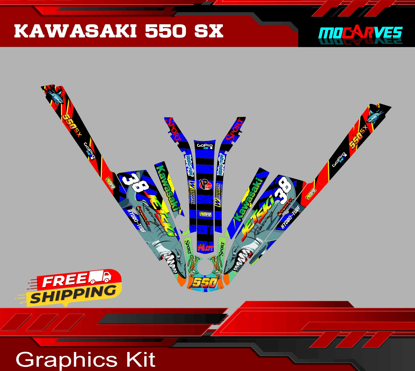 Kawasaki 550sx Jet Ski Graphics Kit Decal Decal Stickers Kawasaki 550 ...