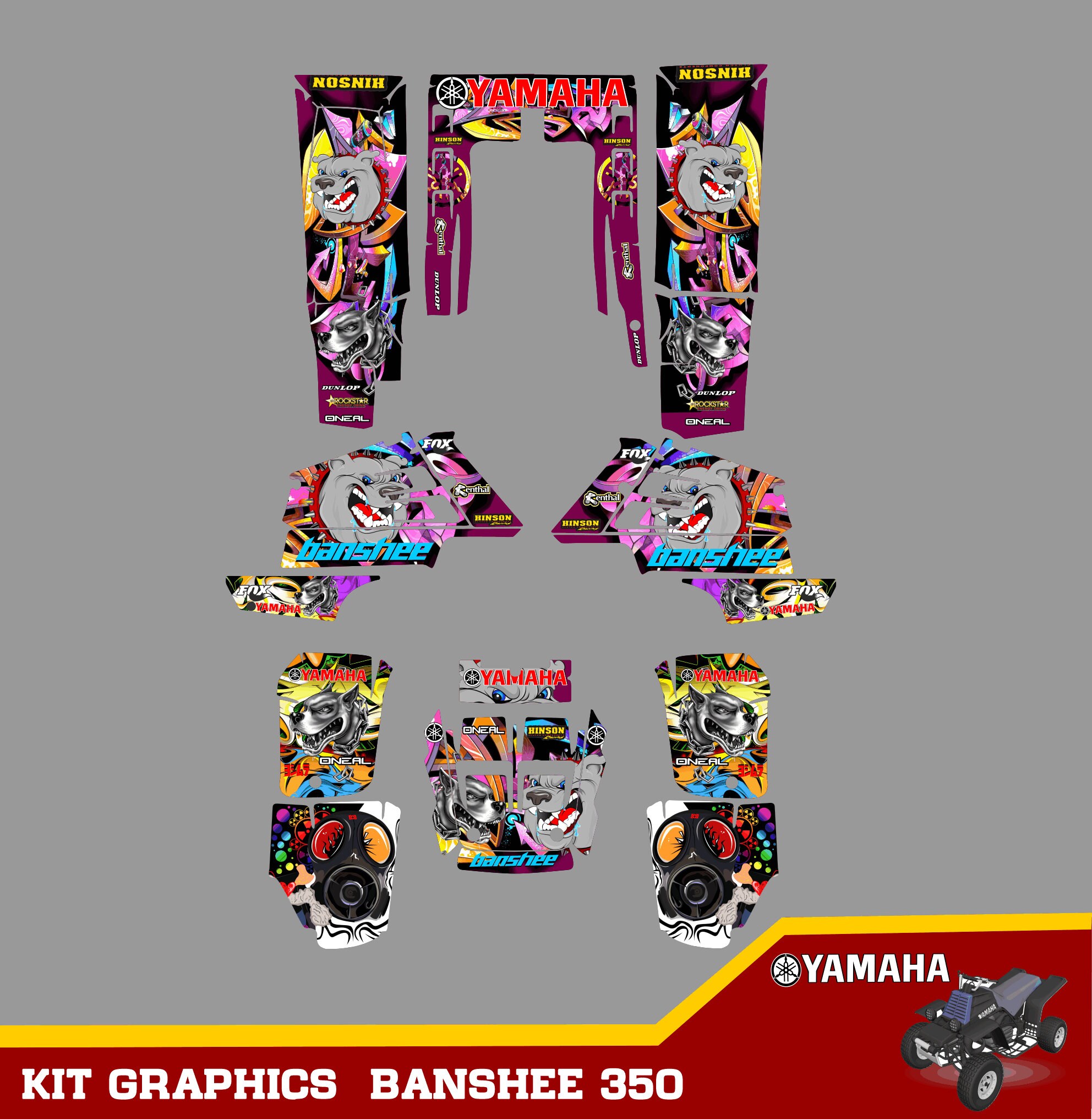 Yamaha Banshee 350 Full Graphics Kit Stickers Decals Atv - Etsy