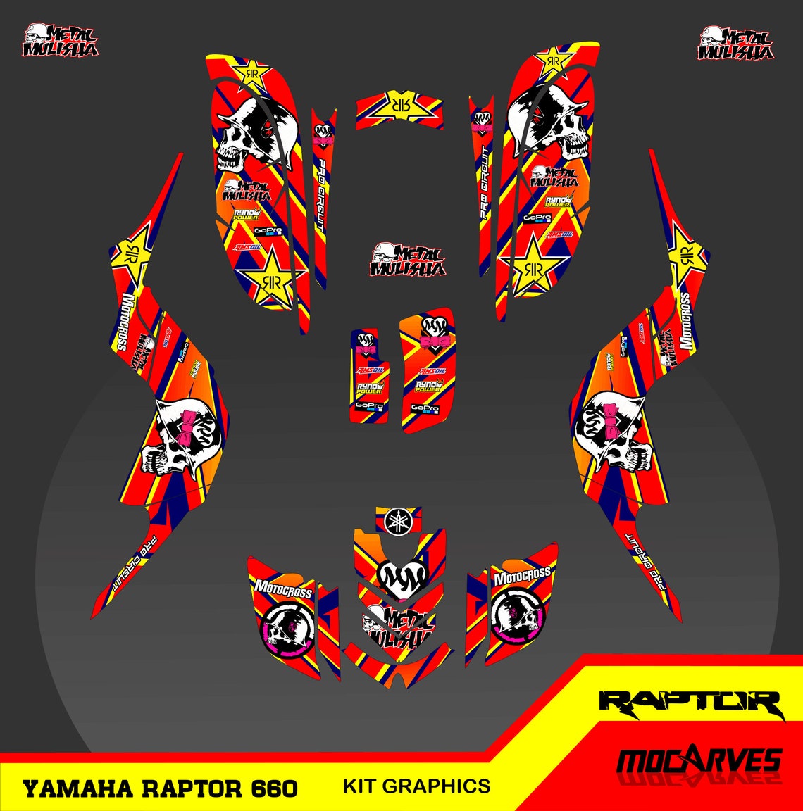YAMAHA RAPTOR 660 660R Full Graphics Decals Stickers Kit Atv - Etsy
