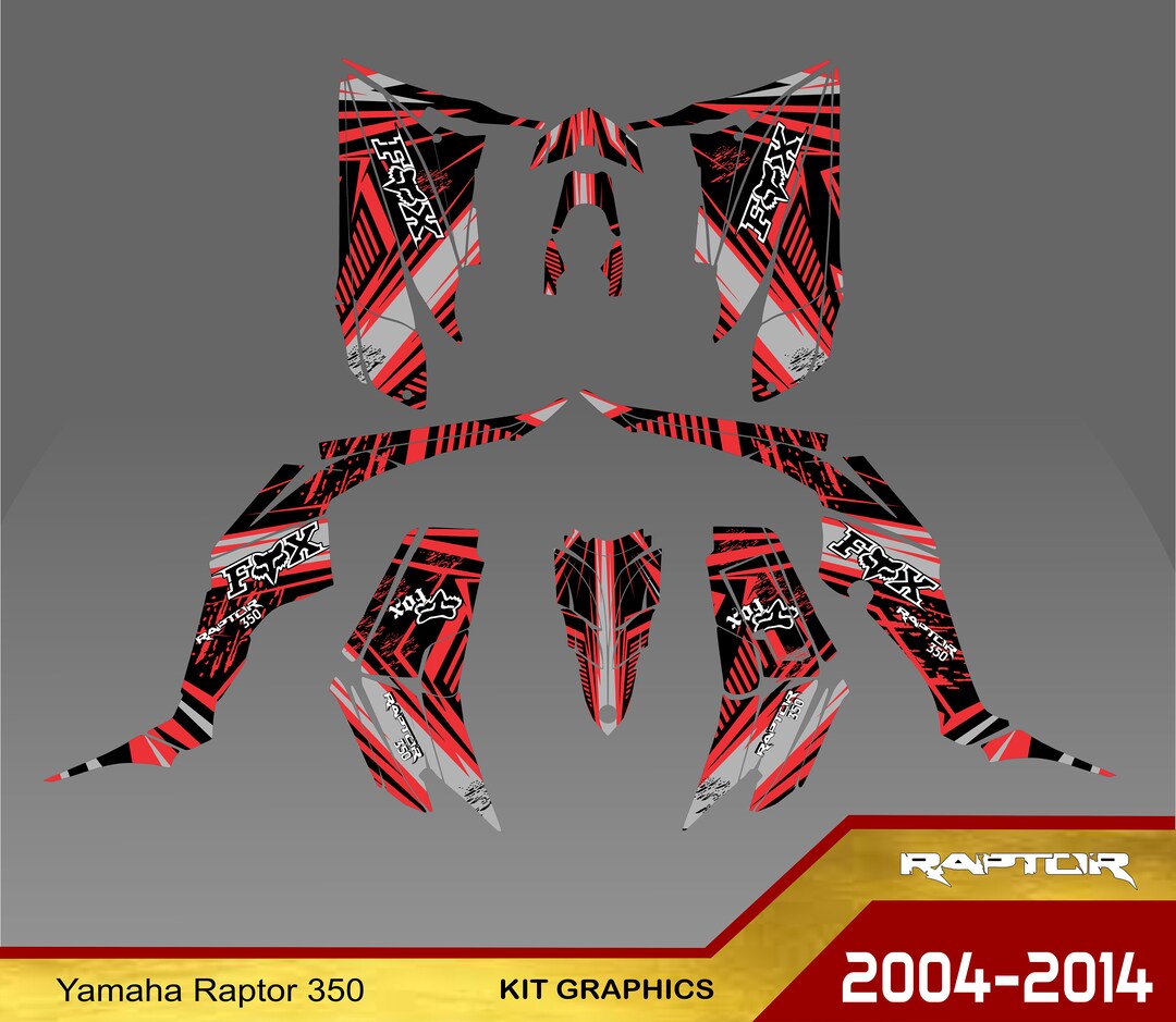 YAMAHA Raptor 350 Graphics Kit 2004 2006 2009 to 2014 Decals Stickers ...