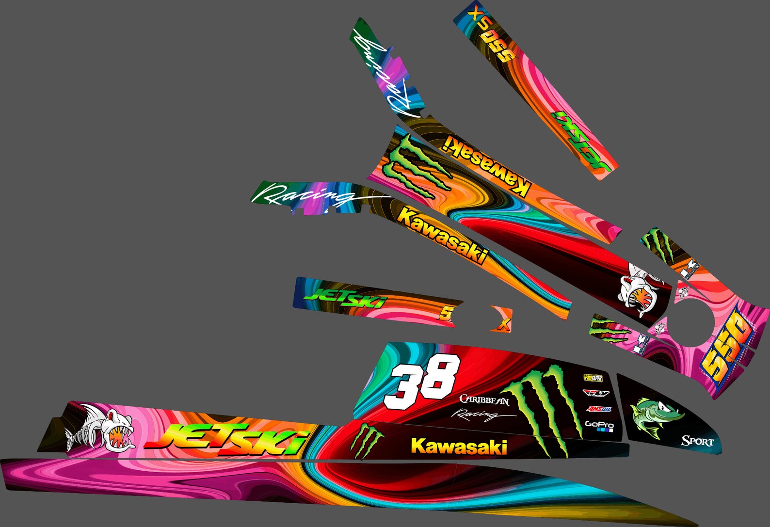 Kawasaki 550sx Jet Ski Graphics Kit Decal Decal Stickers Kawasaki 550 ...