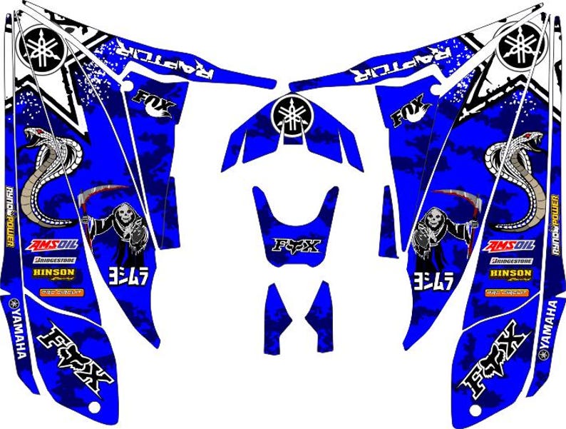 YAMAHA Raptor 350 Graphics Kit 2004 2006 2009 to 2014 Decals Stickers ...