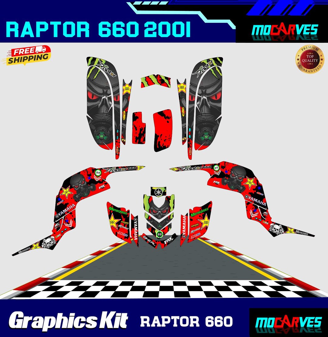 Graphics Kit YAMAHA RAPTOR 660 660R Decals Stickers Kit Atv - Etsy