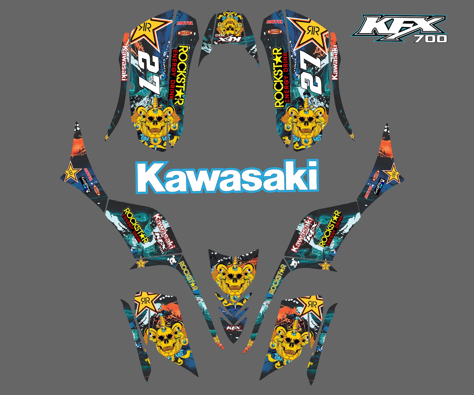 Kawasaki KFX 700 Full Graphics Kit Decals Stickers Atv Utv - Etsy