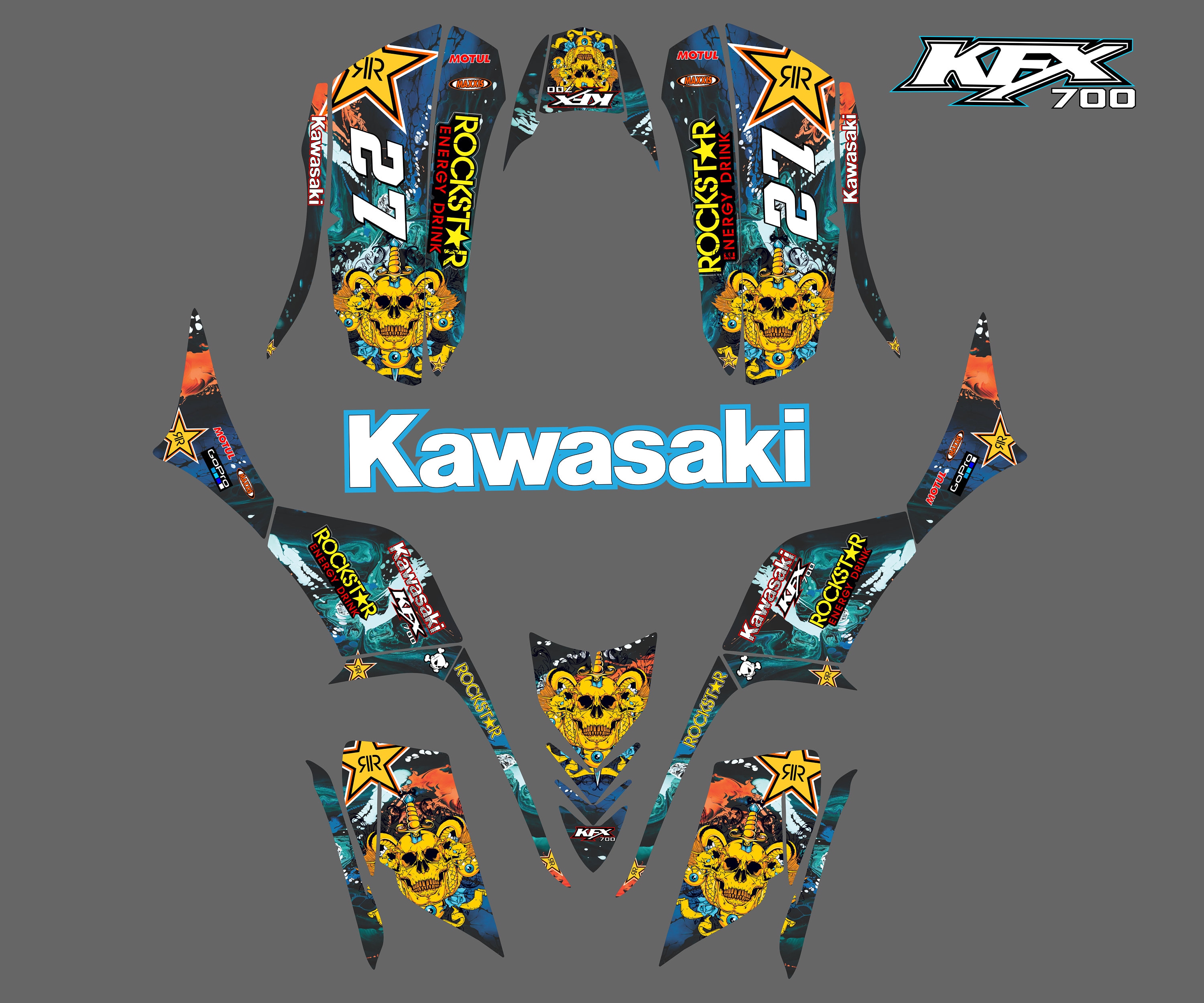 Kawasaki KFX 700 Full Graphics Kit Decals Stickers Atv Utv - Etsy