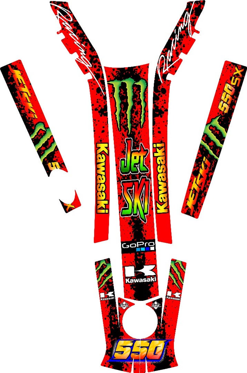 Jet Ski Kawasaki 550 Graphics Kit Decal Kawasaki 550 Sx Boat Stickers ...