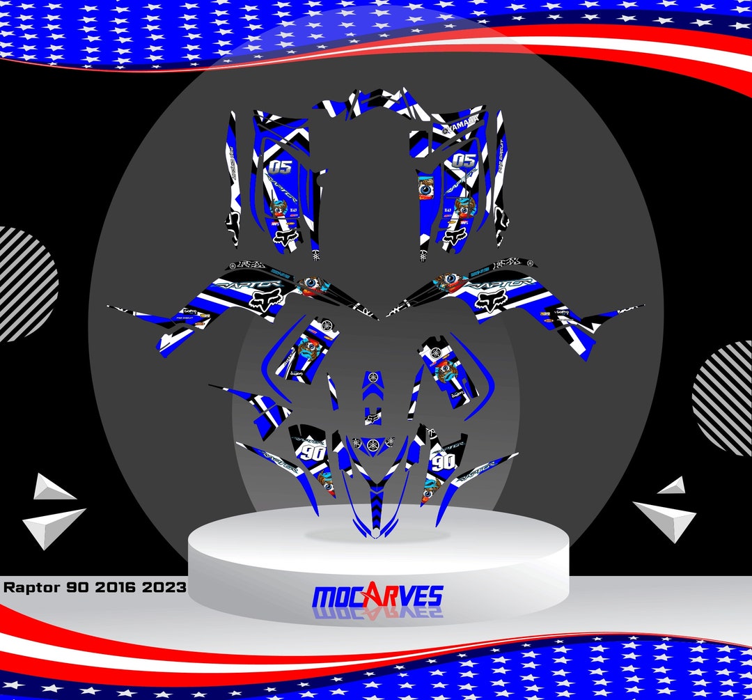 Fits Yamaha Raptor 90 Graphic Kit 2016 to 2022 Decal Stickers Vinyl Atv ...