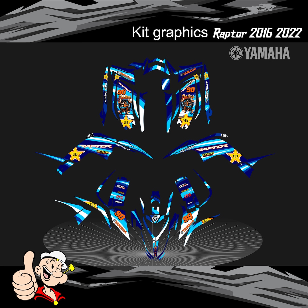Passend für Yamaha Raptor 90 Graphic Kit 2016 bis 2022 ...