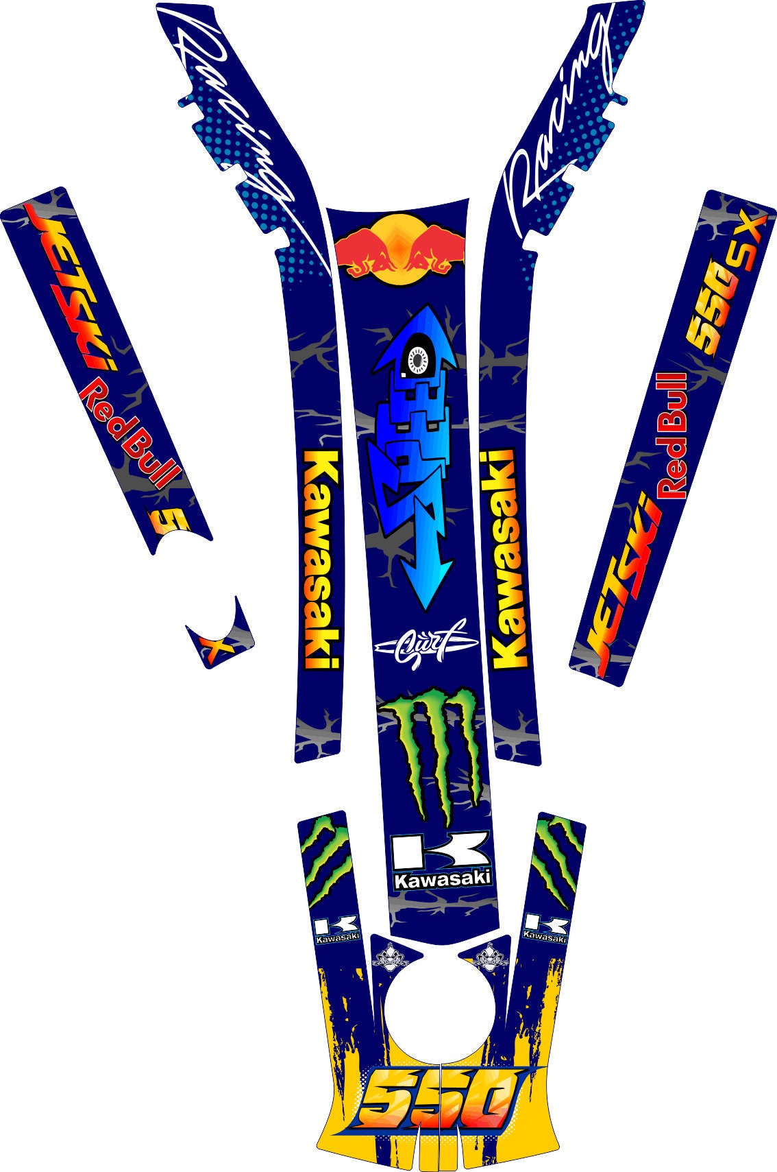 Kawasaki 550sx Jet Ski Graphics Kit Decal Kawasaki 550 Sx Stickers ...