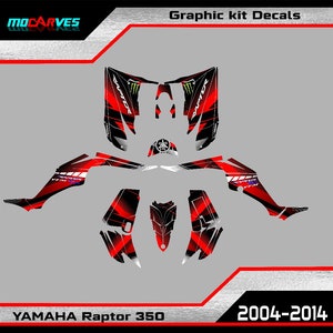 YAMAHA Raptor 350 Graphics Kit 2004 2006 2009 to 2014 Decals Stickers ...