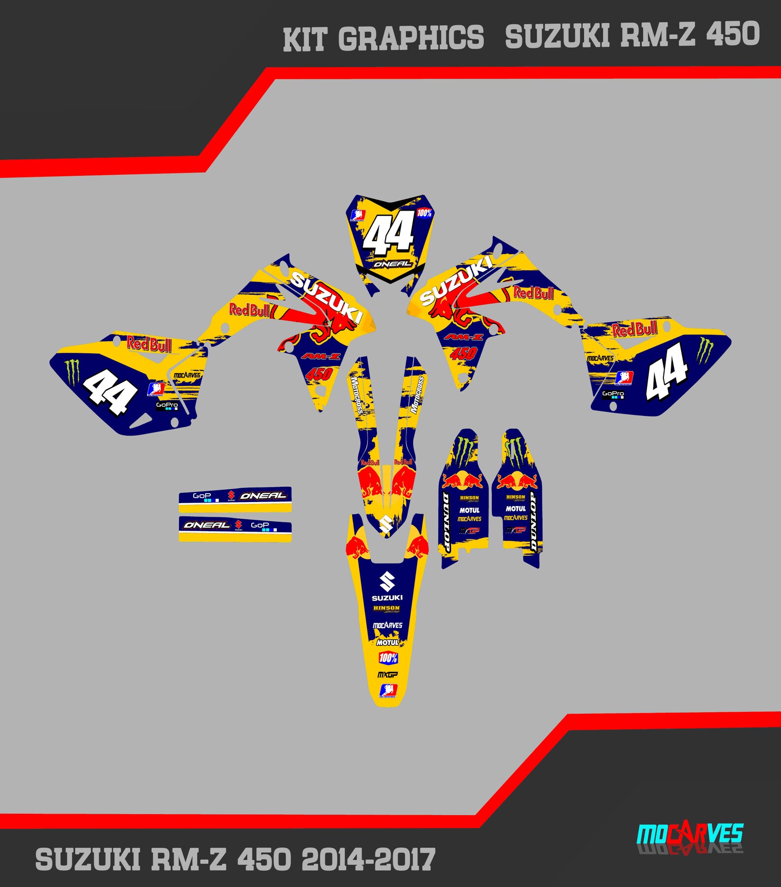Suzuki Full Graphics RMZ 450 2017 Decals Stickers Kit Motocross - Etsy