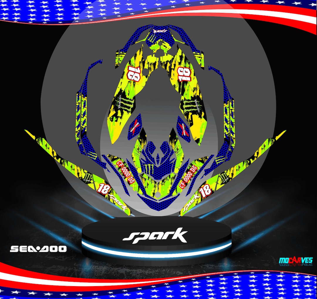 Fits SEA DOO SPARK Trixx 2 up 3up Graphics Kit Decals Spark Stickers ...