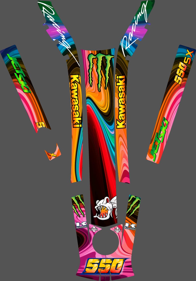 Jet Ski Graphics Kit Decal Decal Compatible With Kawasaki 550 Sx Boat ...