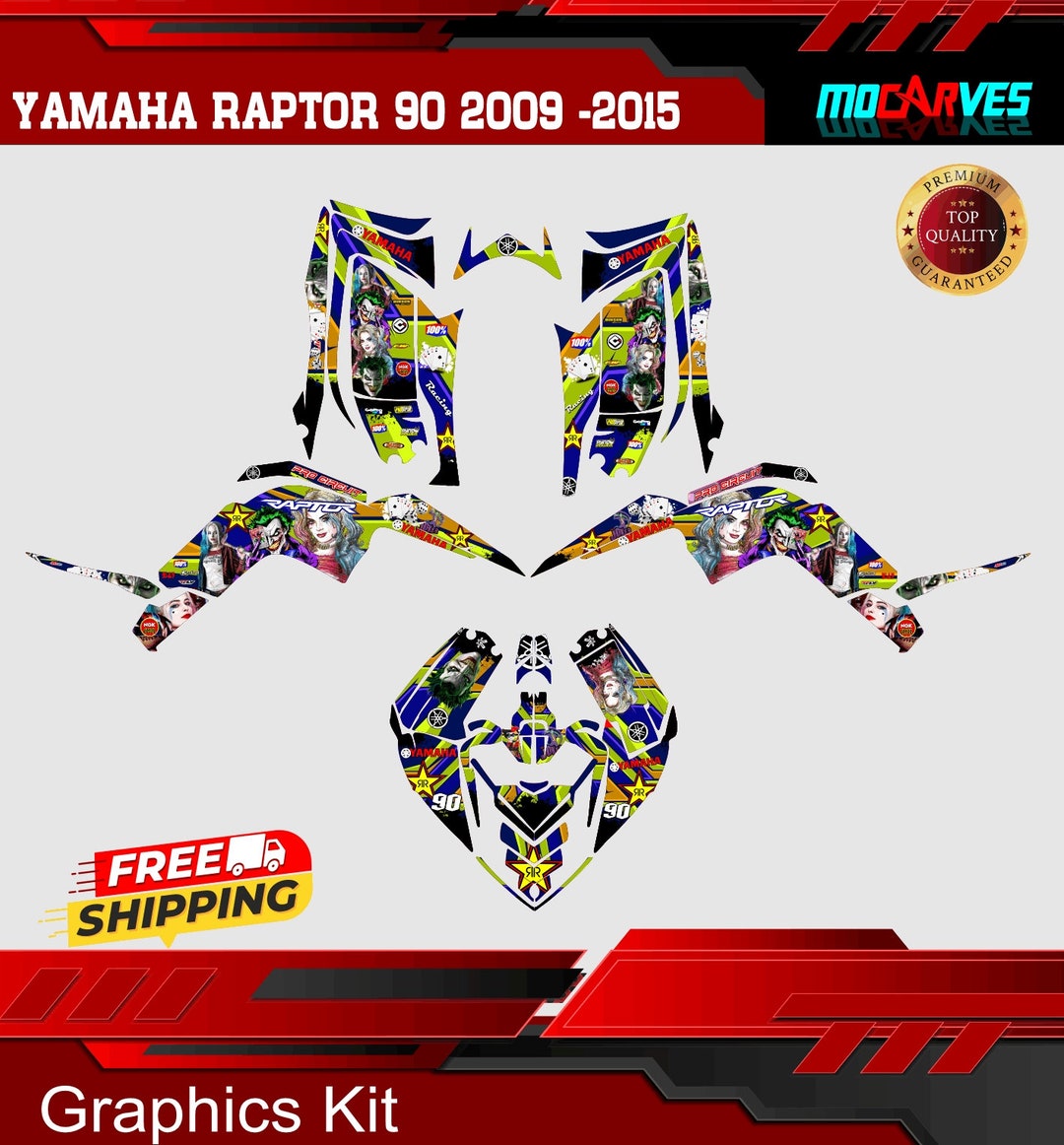 Fits Yamaha Raptor 90 Graphic Kit 2009 to 2015 Decal Stickers Vinyl Atv ...