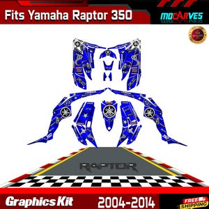 YAMAHA Raptor 350 Graphics Kit 2004 2006 2009 to 2014 Decals Stickers ...