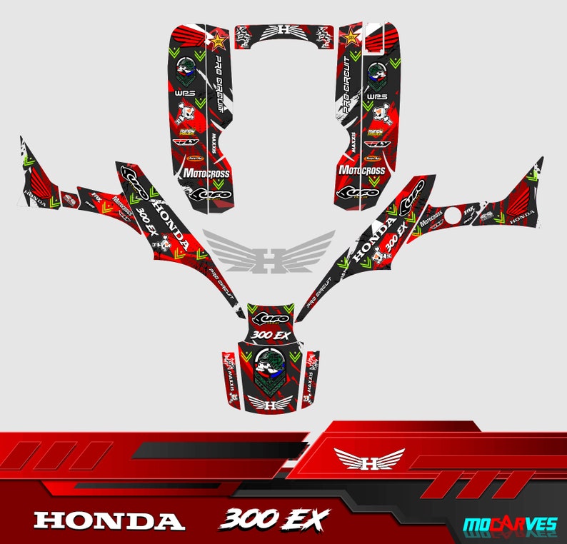 Honda Trx 300ex 1993 2006 Graphics Kit Decal Atv Utv - Etsy
