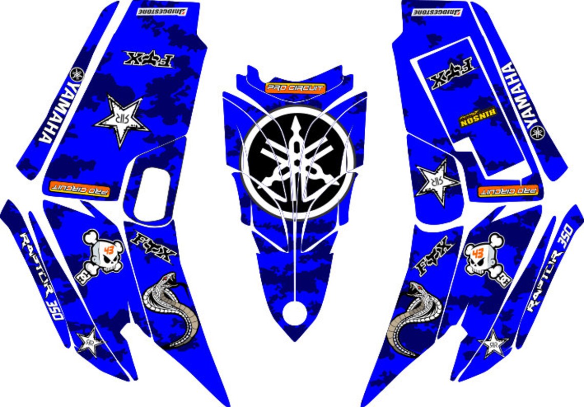YAMAHA Raptor 350 Graphics Kit 2004 2006 2009 to 2014 Decals Stickers ...