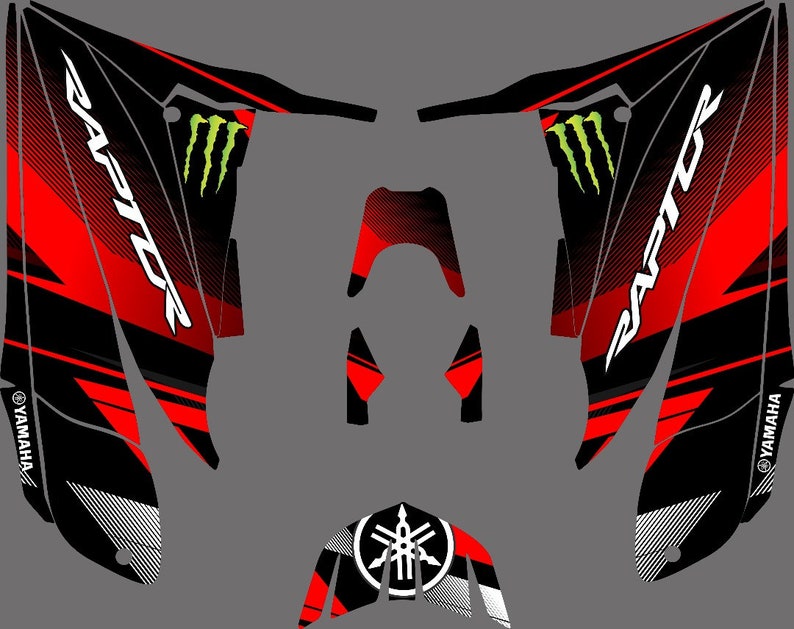 YAMAHA Raptor 350 Graphics Kit 2004 2006 2009 to 2014 Decals Stickers ...