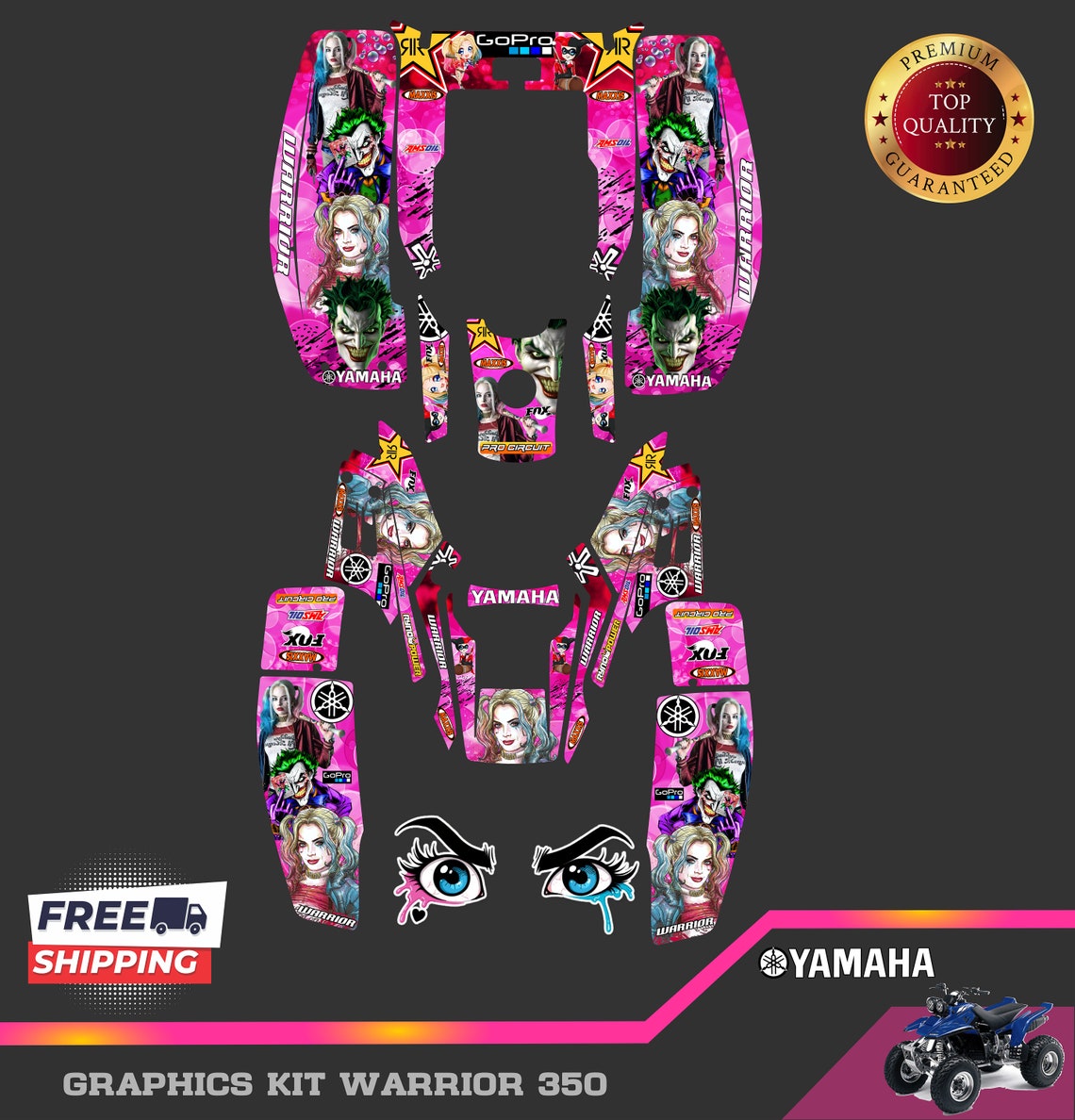 Yamaha Warrior 350 Full Graphics Kit Stickers Decals Atv - Etsy