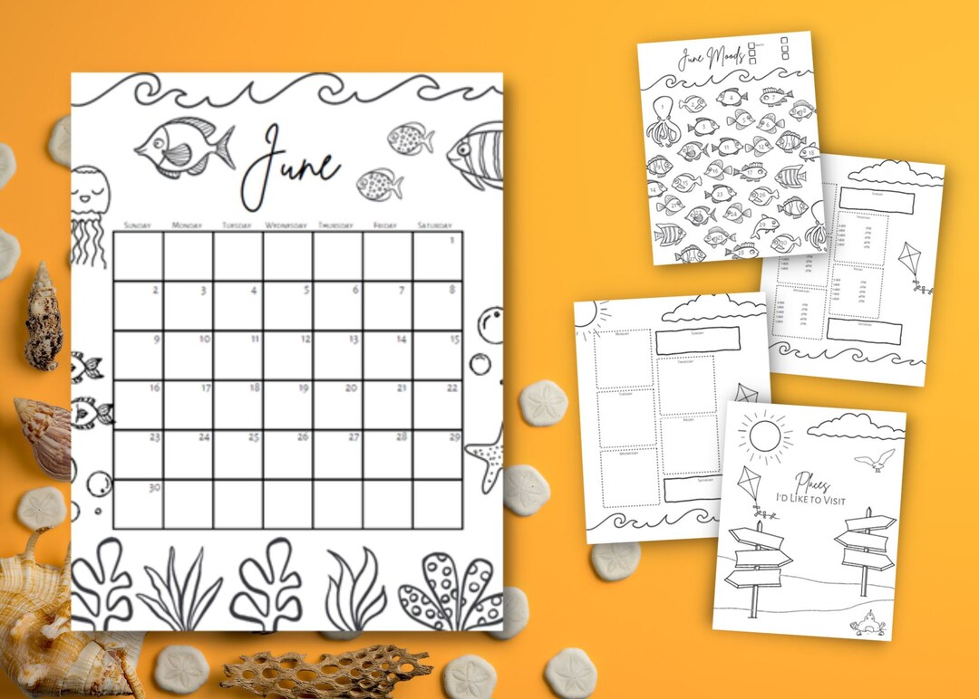 June Bullet Doodle Journal Spread, Customizable Spread, Monthly, Two ...