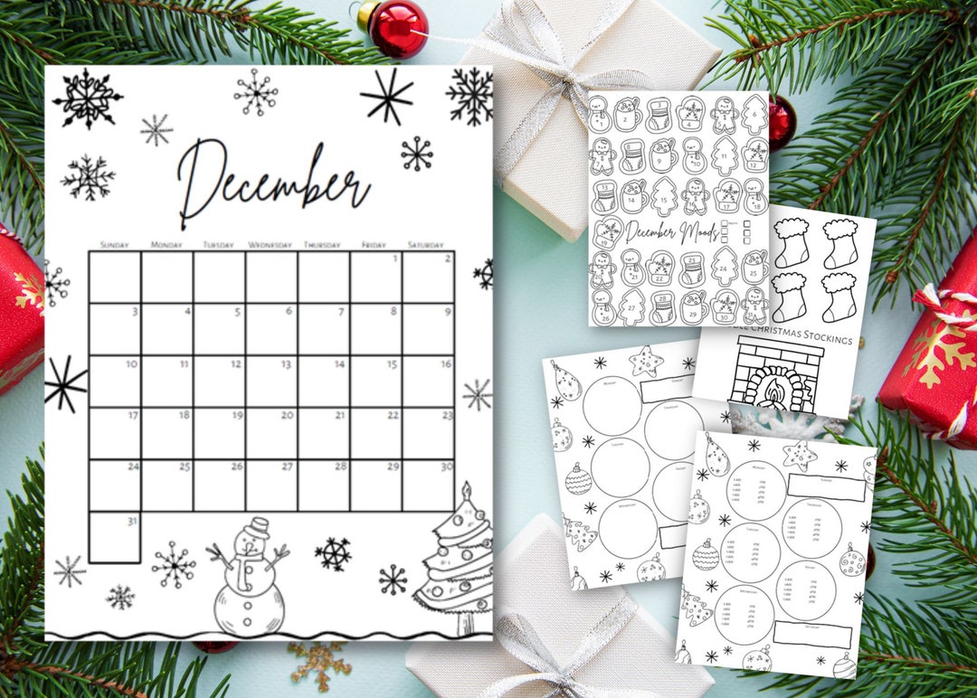 December Bullet Doodle Journal Spread, Customizable Spread, Monthly ...