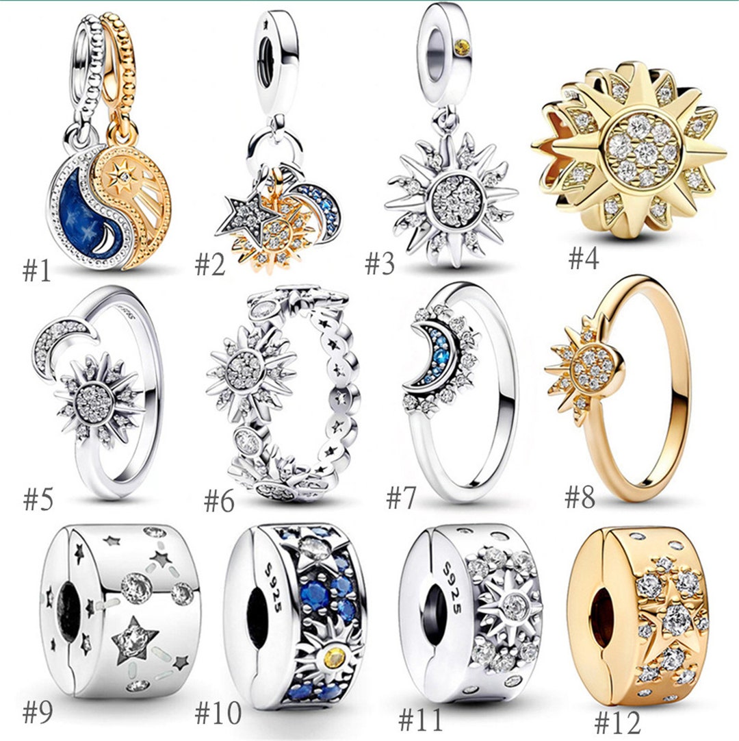S925 Sterling Silver Pandora Star Moon Charm Pendant, Fits Pandora ...