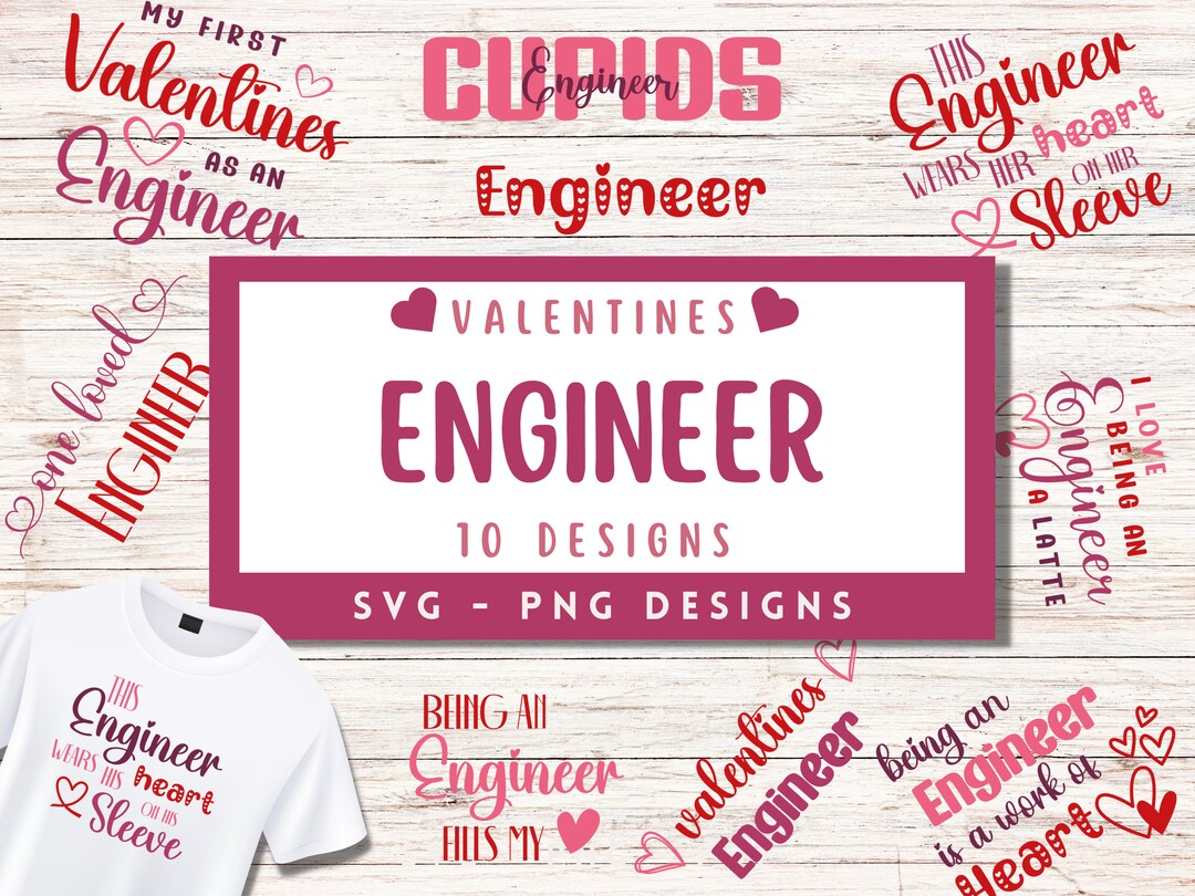 Engineer Valentines Day SVG Bundle, Valentine Shirt Files for Cricut ...