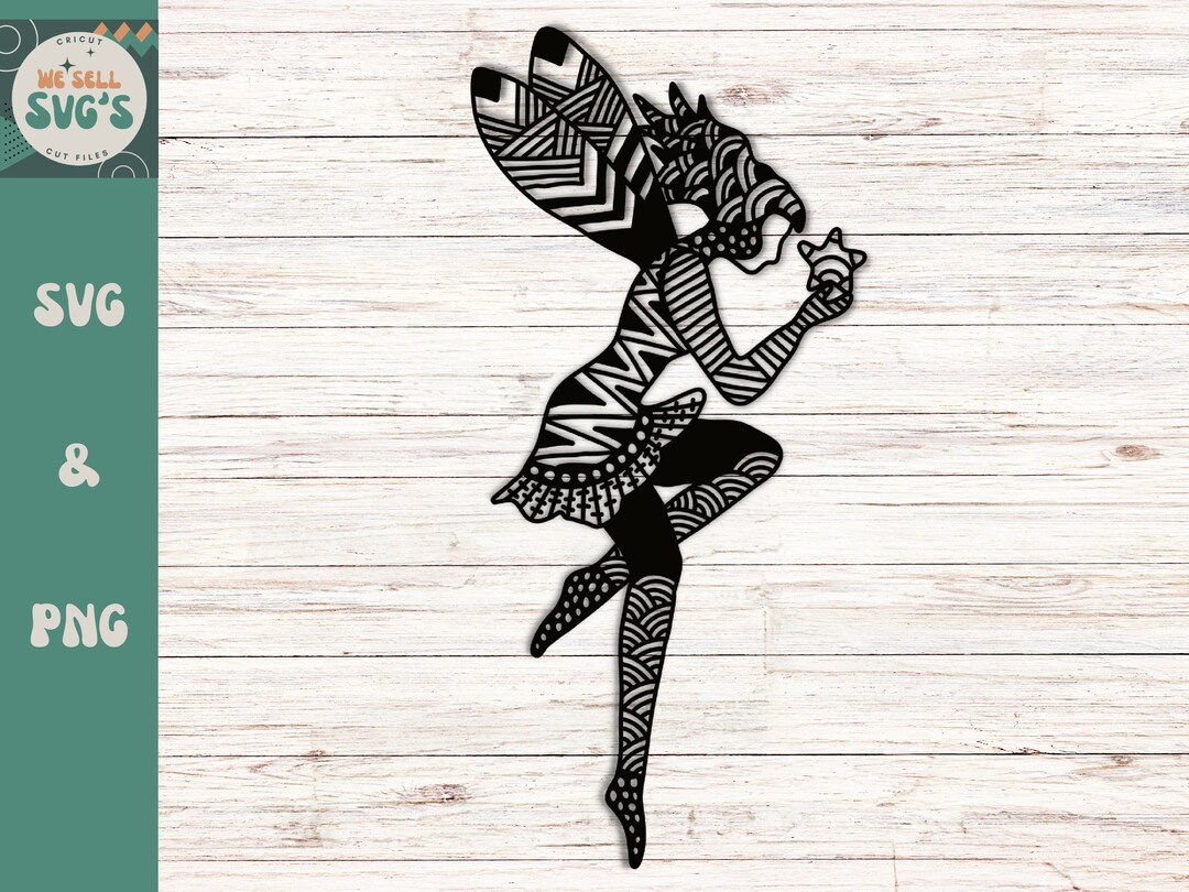 Fairy SVG Mandala Zentangle PNG, Magical Cricut Cut File, Fairy SVG ...