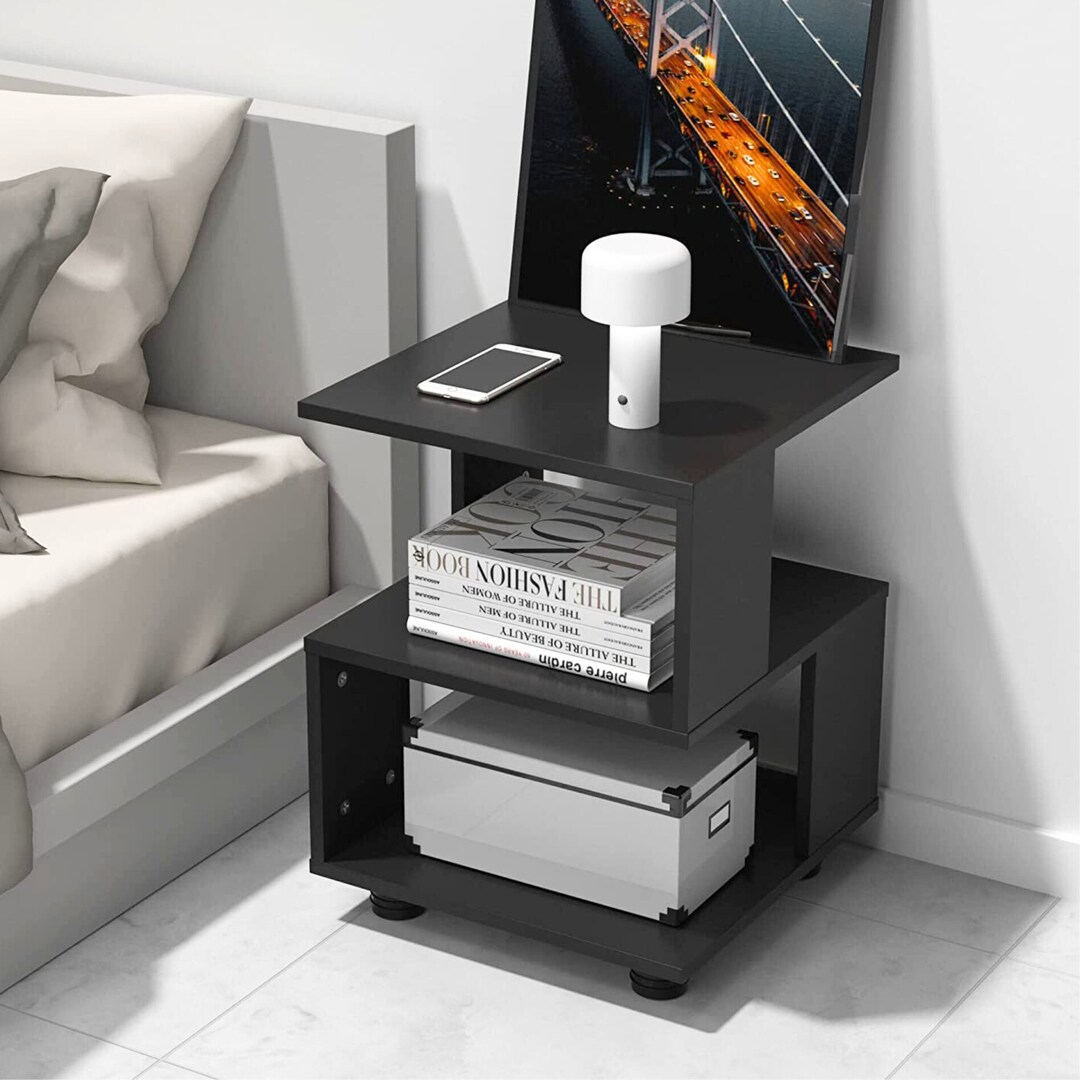 Unique Style Black Nightstand Black Cubic Nightstand - Etsy