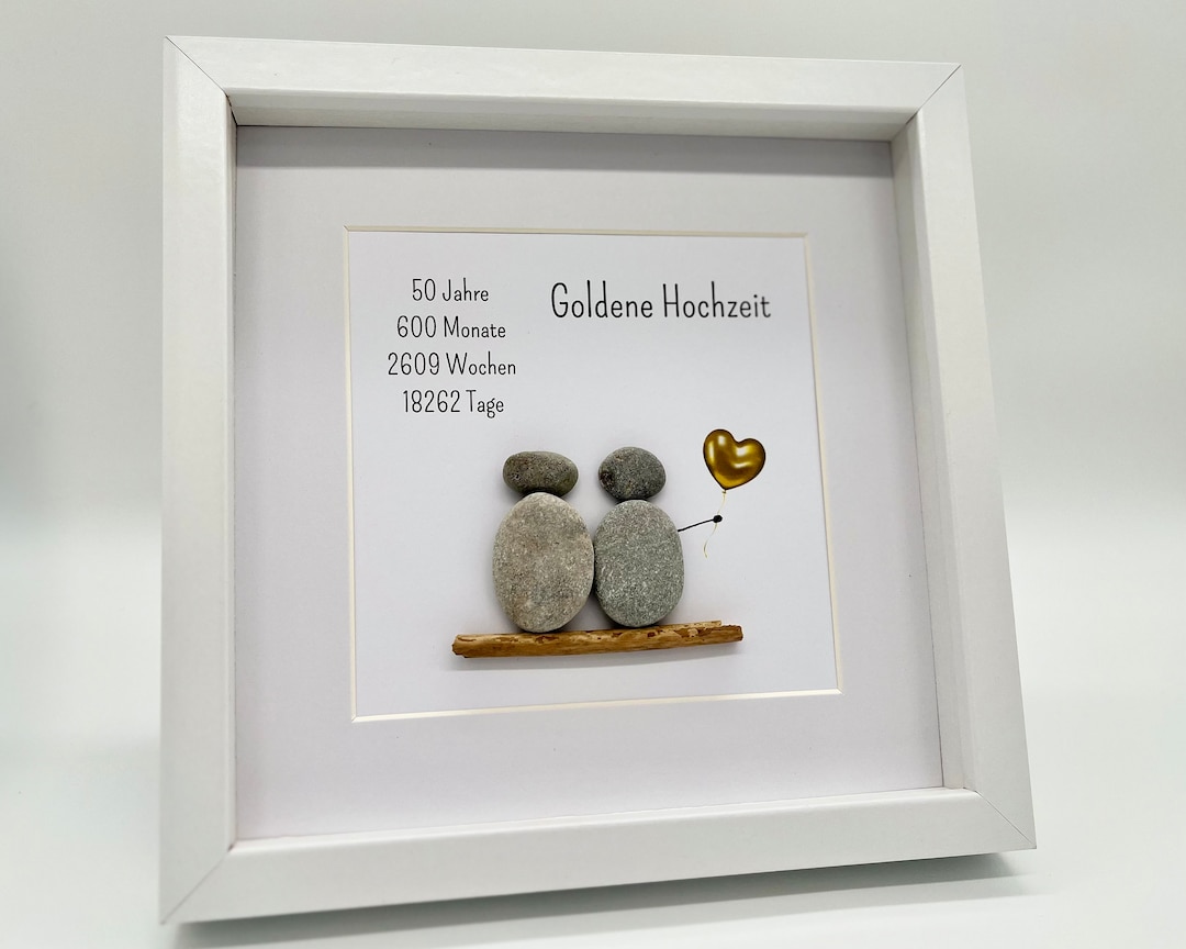 Goldene Hochzeit Geschenk Steinbild mit Namen und Datum personalisiert Hochzeitstag ...