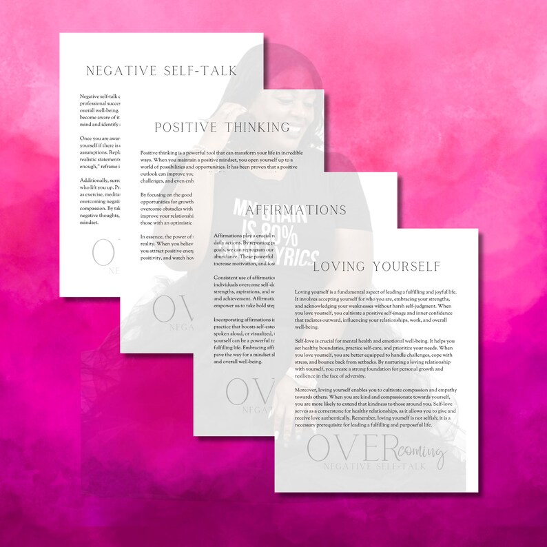 Overcoming Negative Self Talk Workbook Self-love Self-care Positive ...