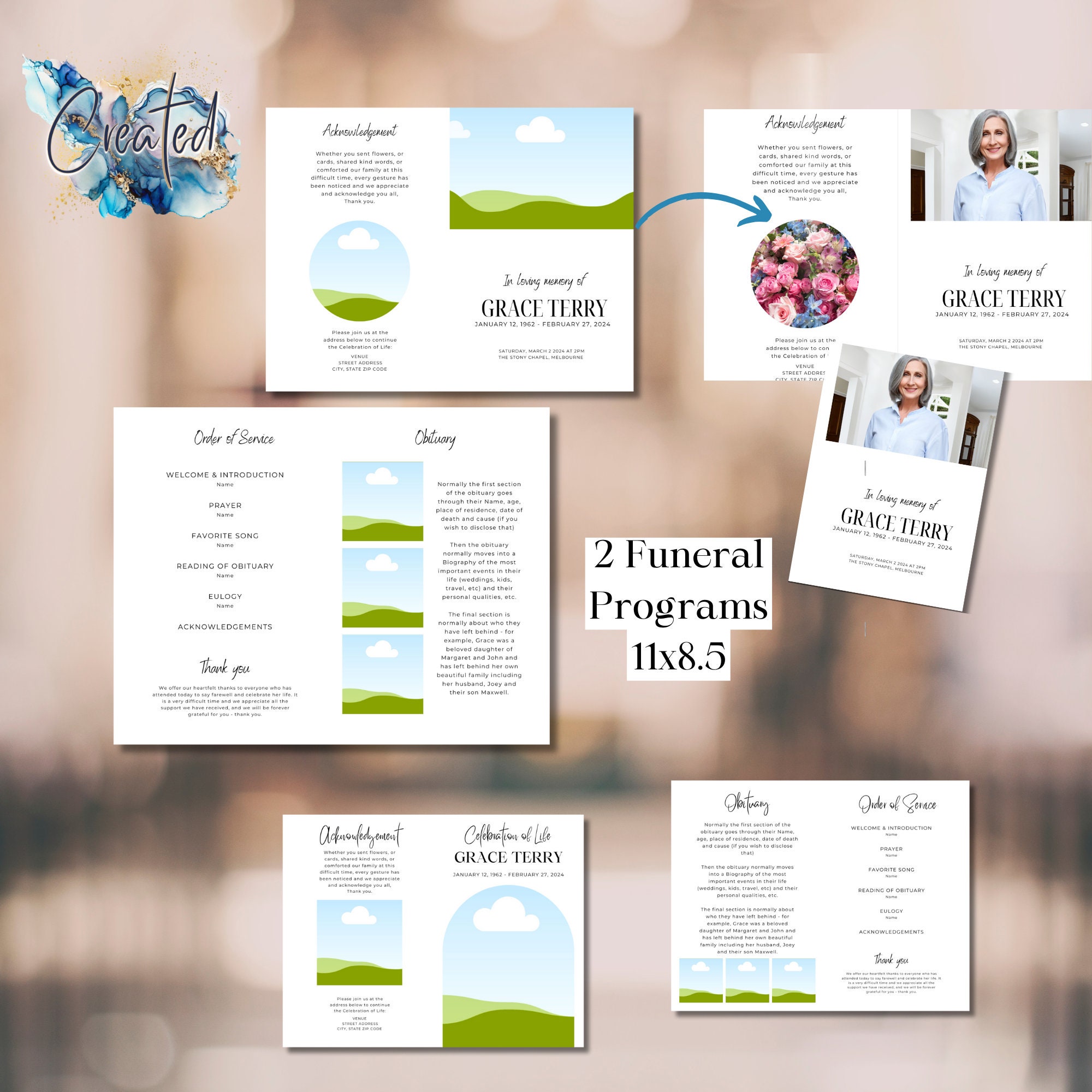 17 Digital Funeral Program Templates Editable Funeral Announcements for ...