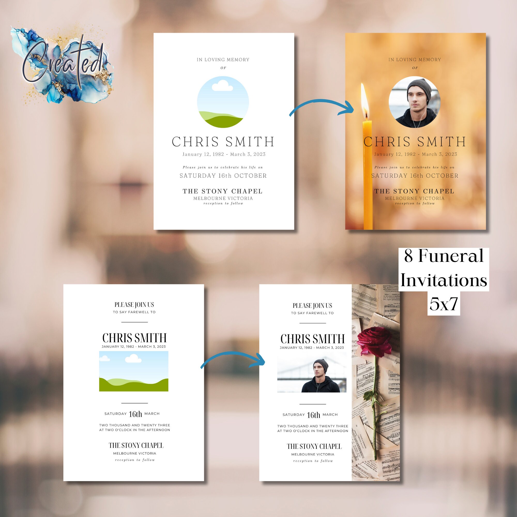 17 Digital Funeral Program Templates Editable Funeral Announcements for ...